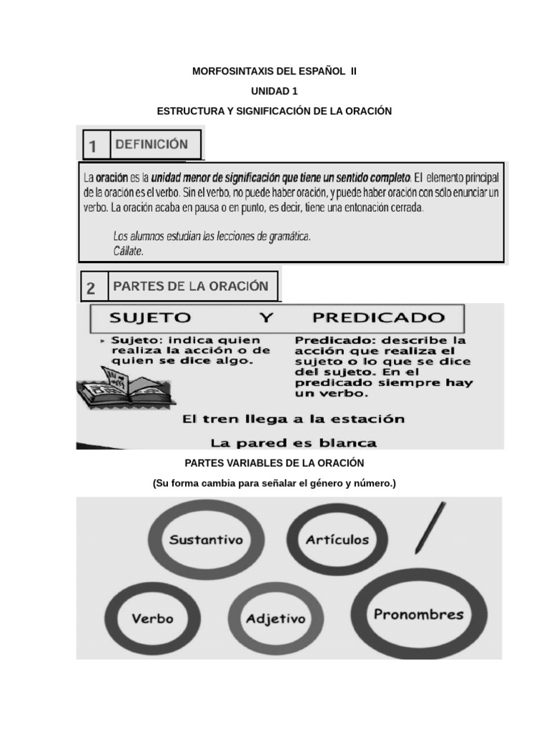 MORFOSINTAXIS DEL ESPAÑOL II UNIDAD 1 | PDF