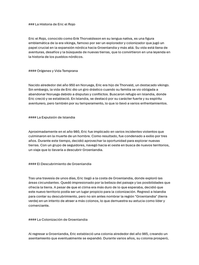 La Historia de Eric El Rojo | PDF