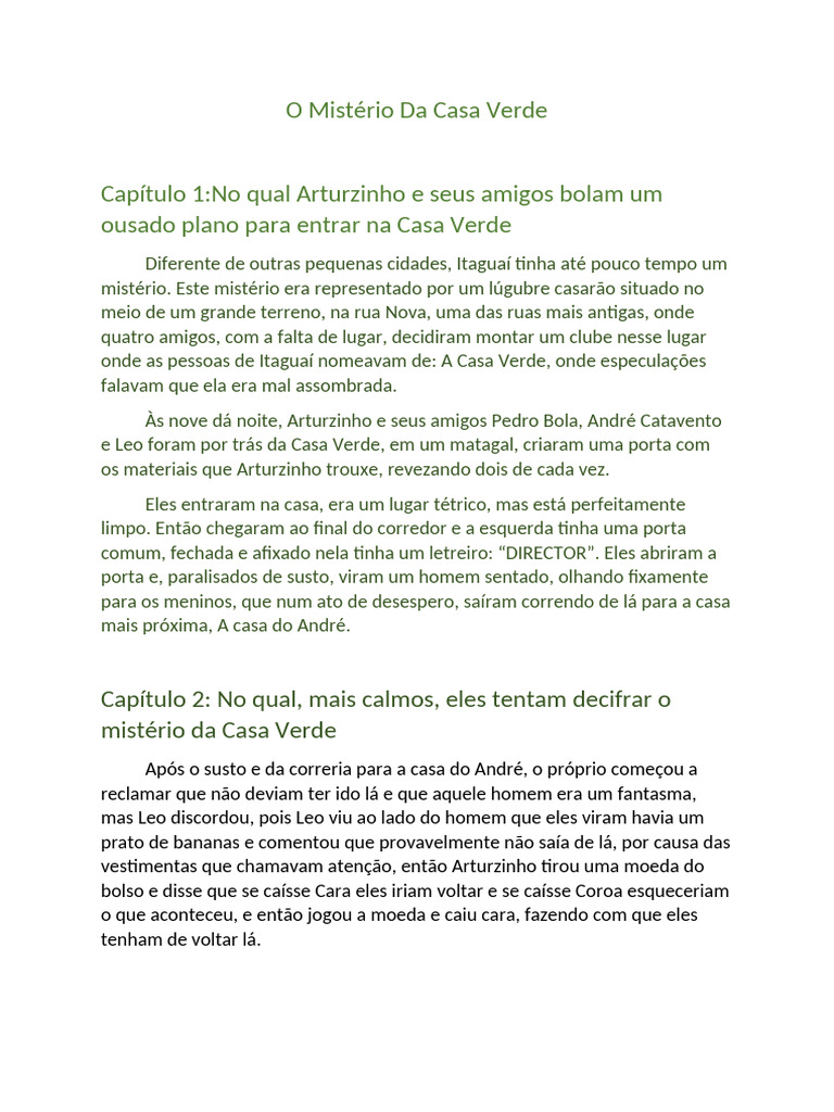 O Mistério Da Casa Verde | PDF