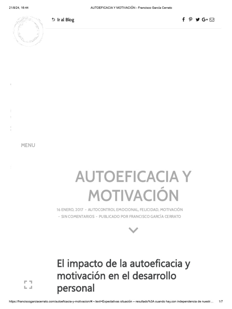 AUTOEFICACIA Y MOTIVACIÓN - Francisco García Cerrato | PDF
