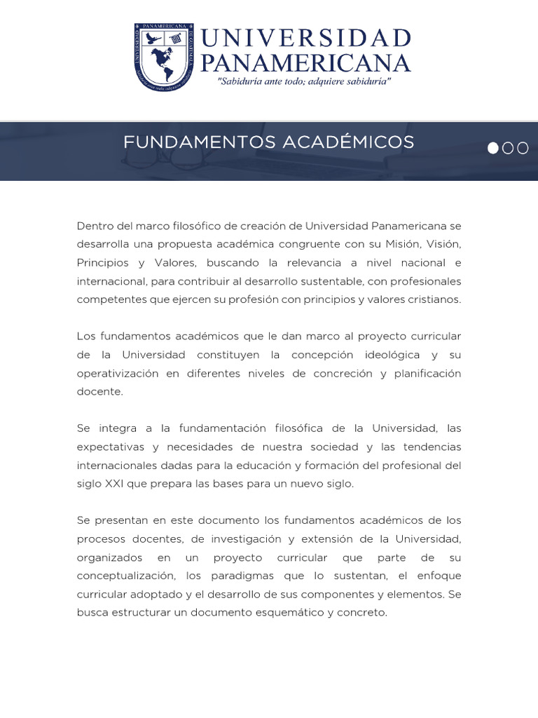 Fundamentos Acadêmicos da Universidade Panamericana | PDF | Educação em ...