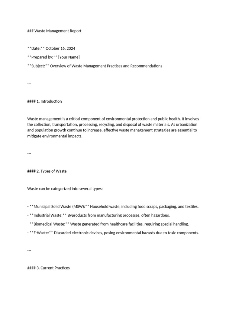 Waste Management Report | PDF