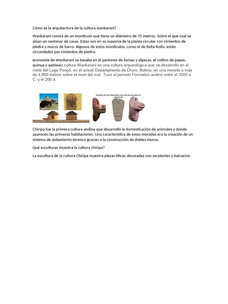 Cómo Es La Arquitectura de La Cultura Wankarani | PDF