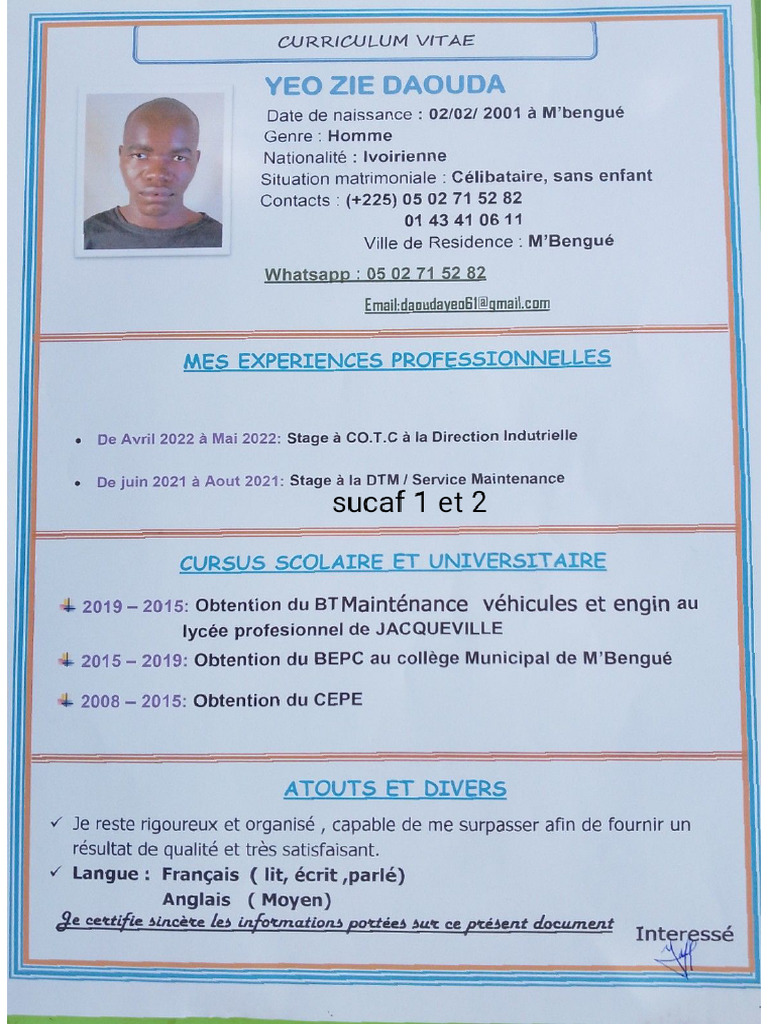 CV Daouda | PDF