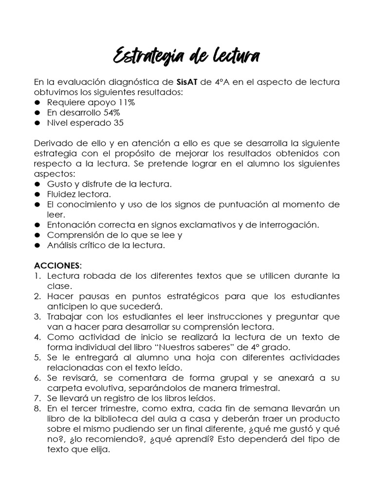 Estrategia de Lectura | PDF