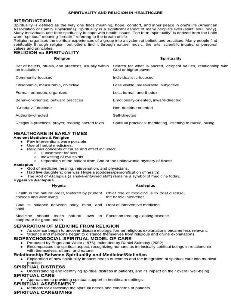 Spirituality and Religion in Healthcare | PDF