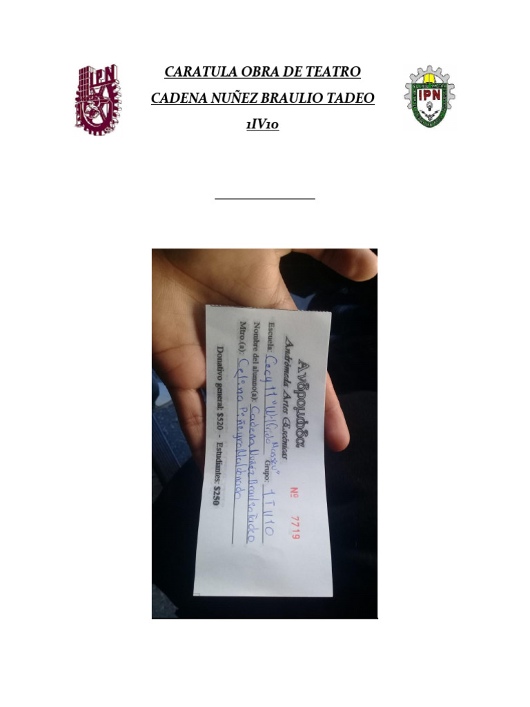 Caratula Obra de Teatro Cadena Nuñez Braulio - 072341 | PDF