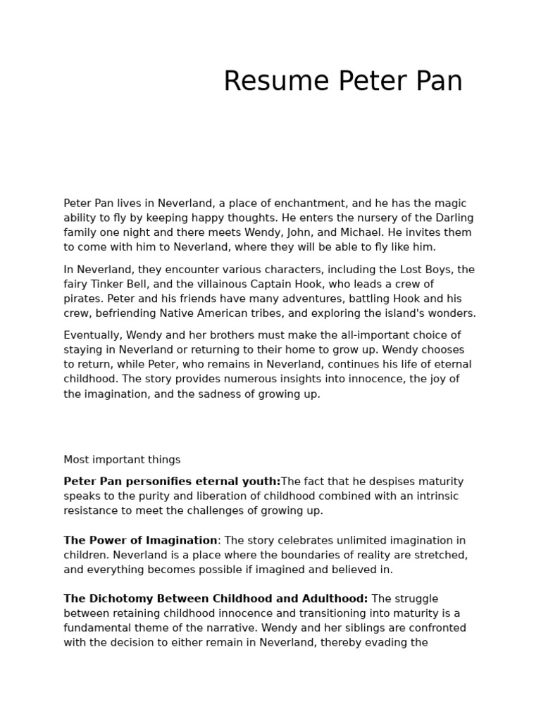 Resume Peter Pan | PDF
