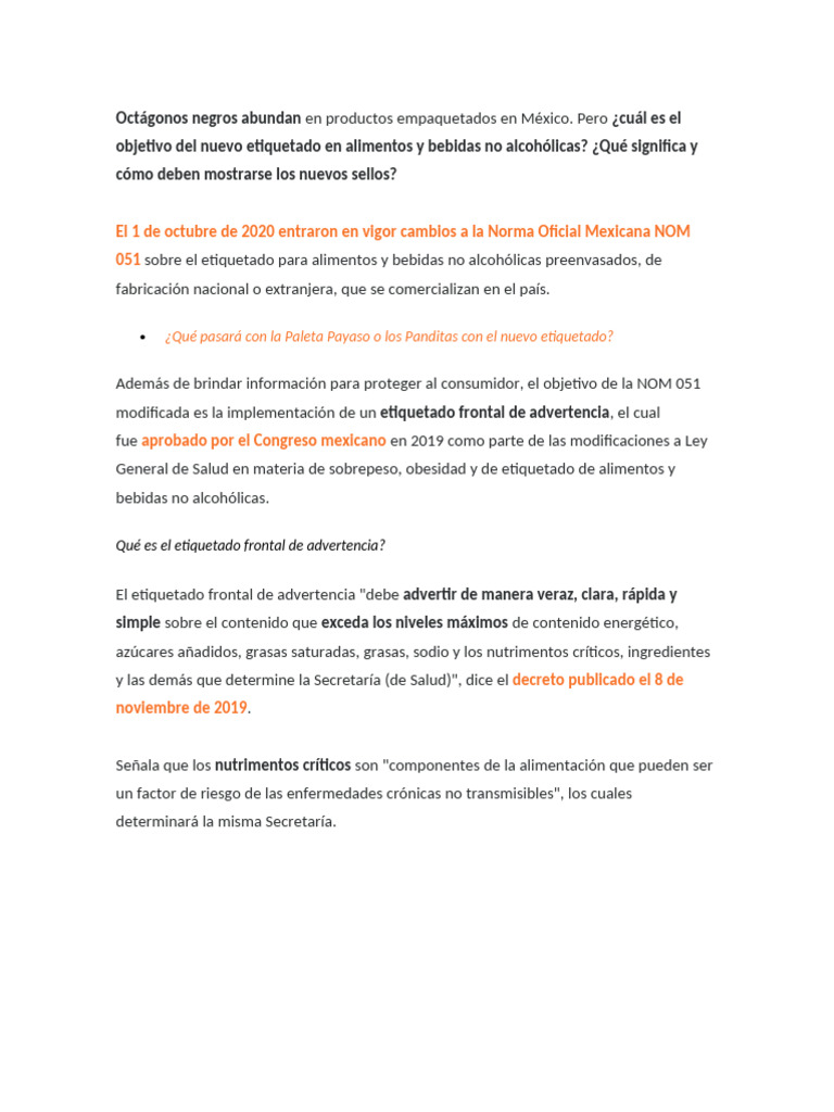 El 1 de Octubre de 2020 Entraron en Vigor Cambios A La Norma Oficial ...