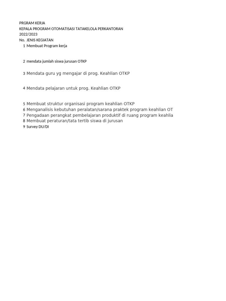 Update Laporan Program Kerja Kaprog Tkro 2023-2024 | PDF