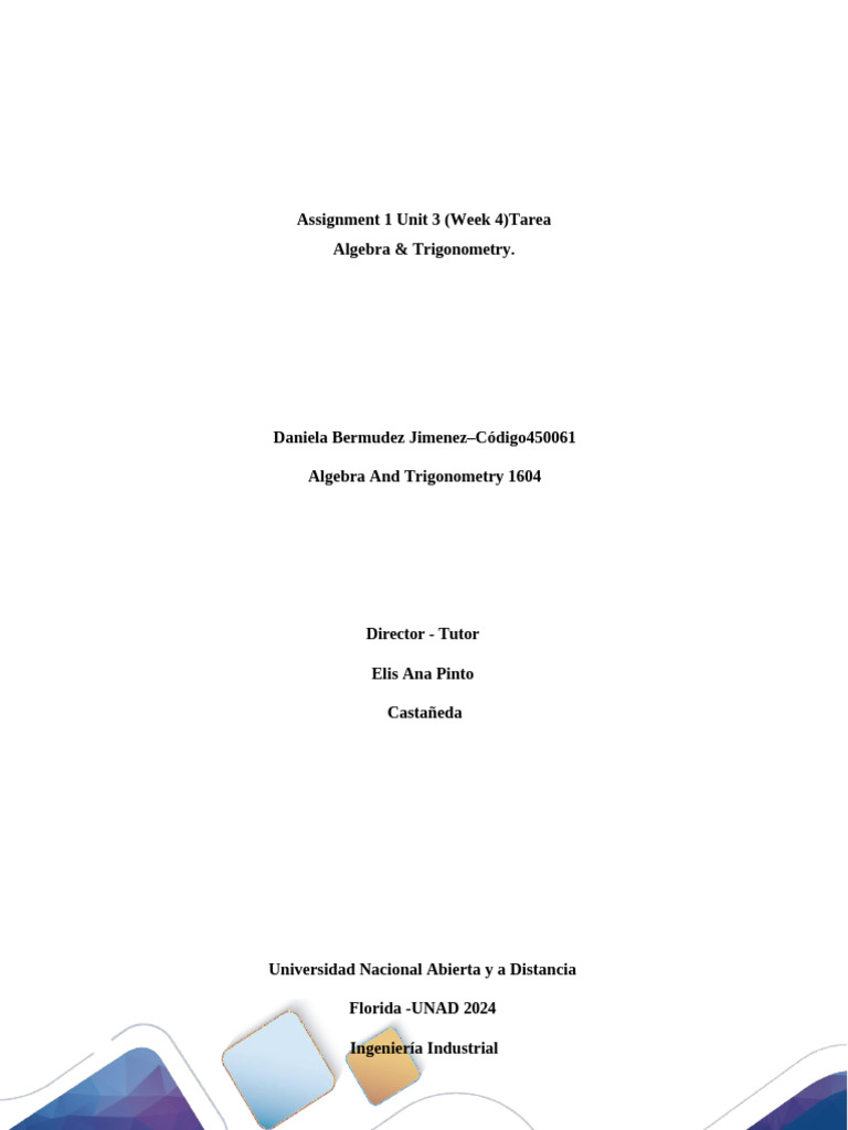 Assignment 1 Unit 3 (Week 4) Tarea | PDF