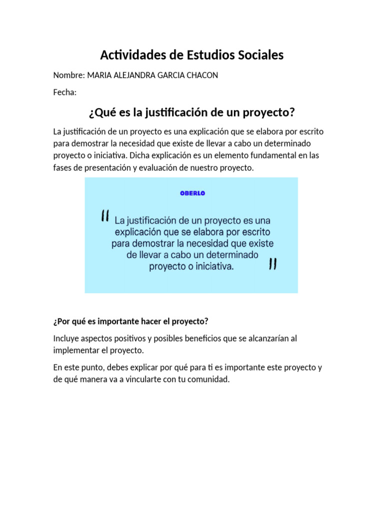 QUÉ ES LA JUSTIFICACIÓN DE UN PROYECTO | PDF