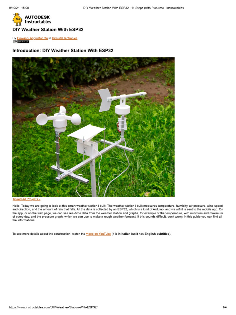 DIY Weather Station With ESP32 _ 11 Steps (With Pictures) - Instructables | PDF