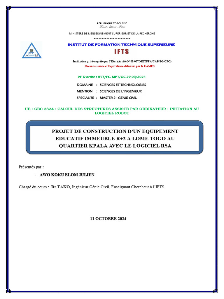 Projet Robot Awo Koku Elom Julien | PDF