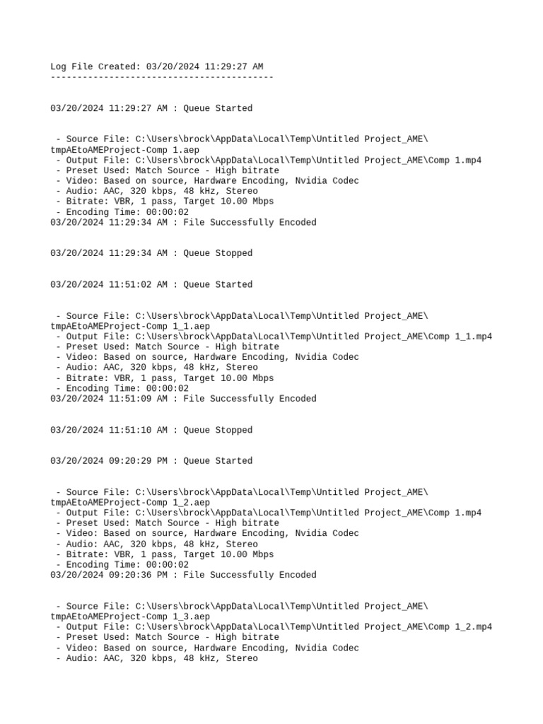 AMEEncoding Log | PDF