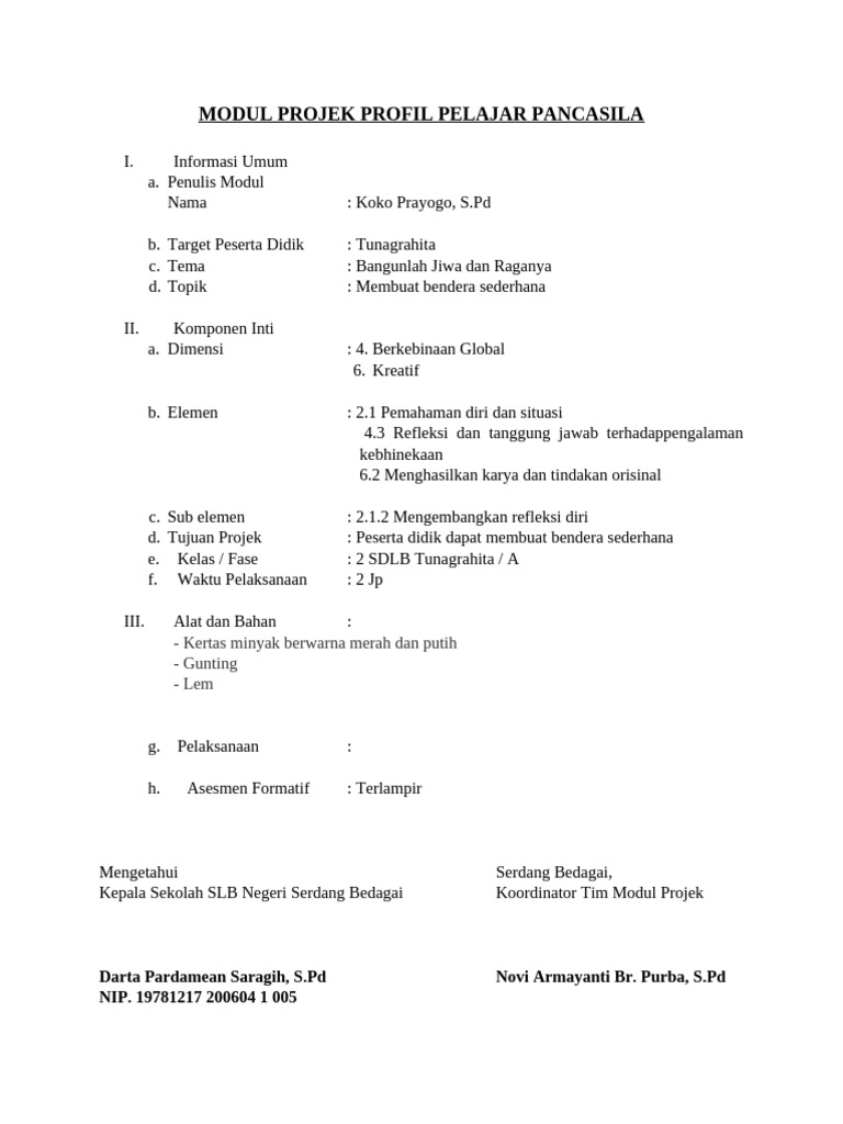 Modul Projek Kelas 2 SDLB | PDF