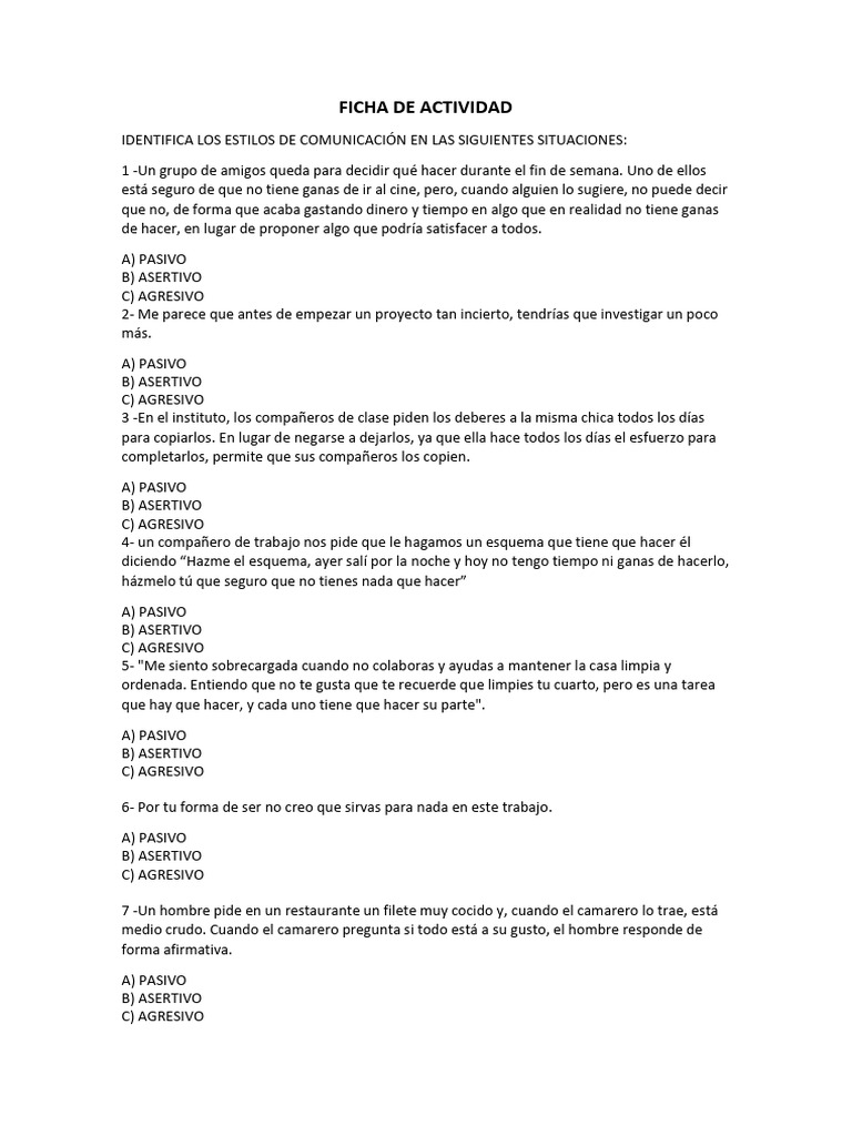 Ficha de Actividad | PDF