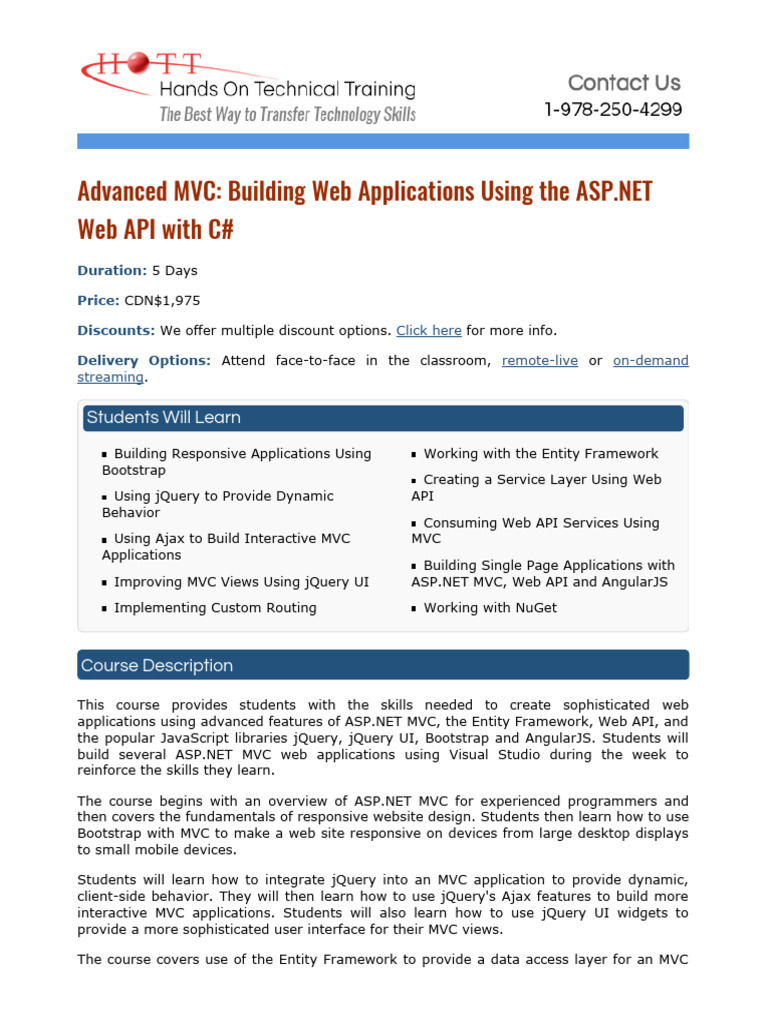 MVC Web API Training Course | PDF