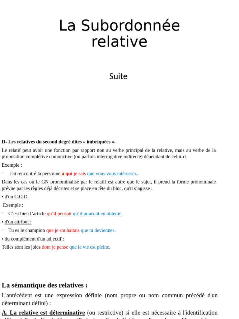 La Subordonnée Relative 2 | PDF