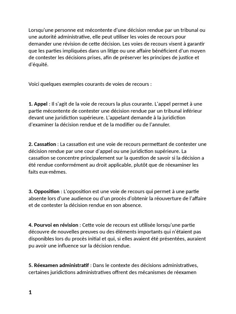 Les Voies de Recours | PDF