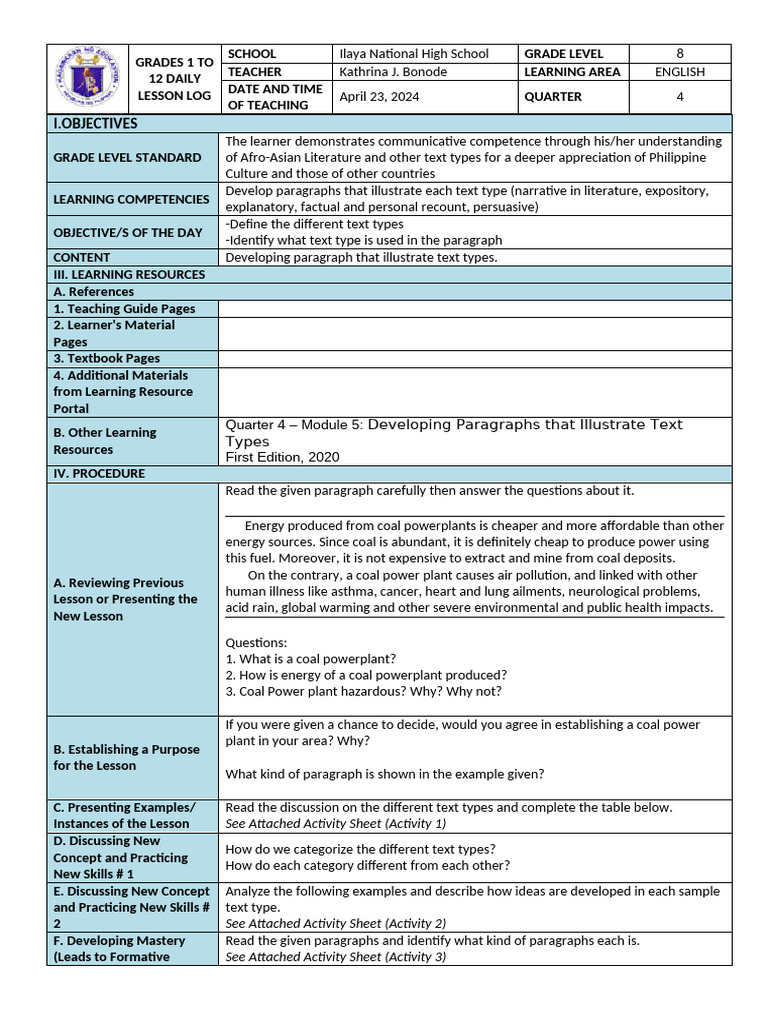 Lesson Plan 4 G8 | PDF