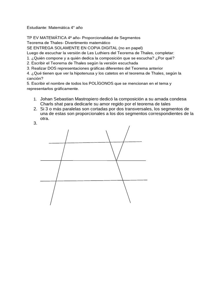 Trabajol - TP EV - Teorema de Thales - Divertimento Matemático | PDF ...
