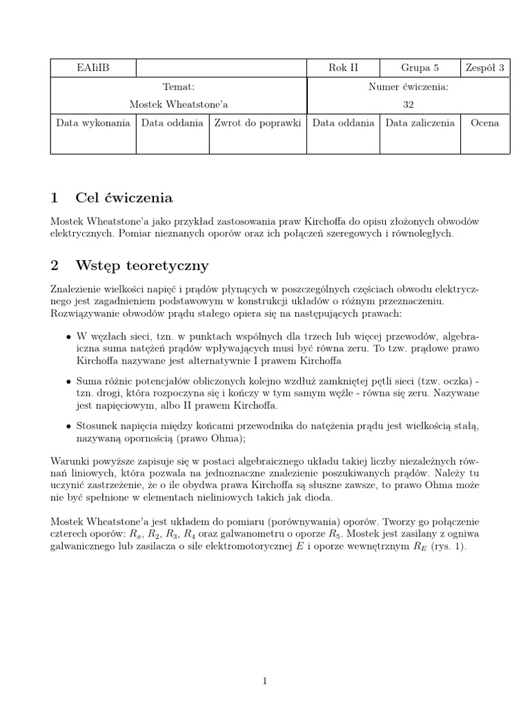 Mostek Wheatstone A | PDF