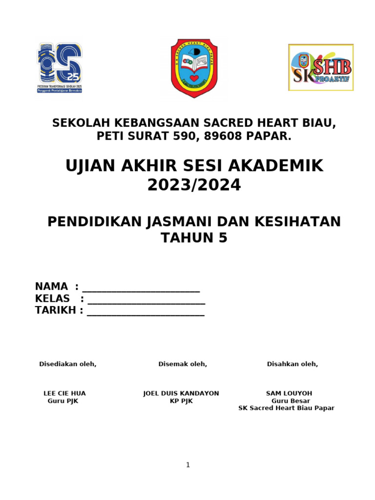 UASA PJK Tahun 5 2024 | PDF