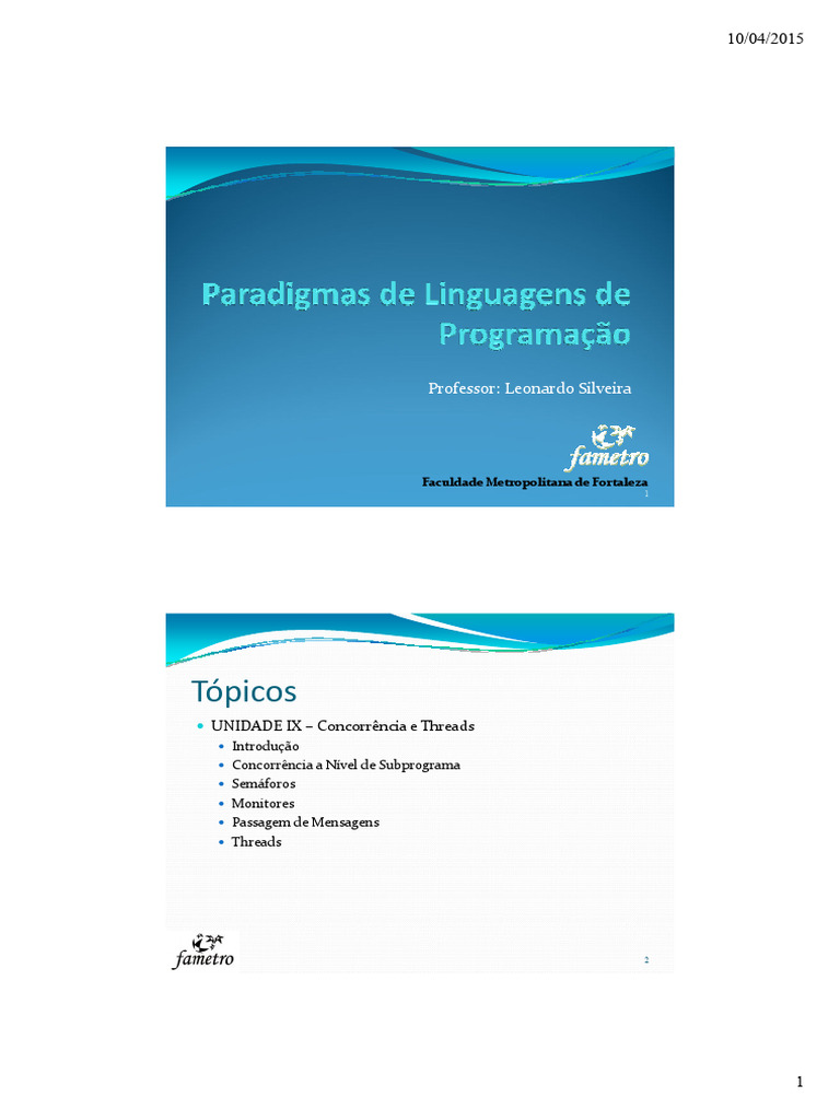Aula 09 de Linguagem de Programação | PDF | Thread (informática ...