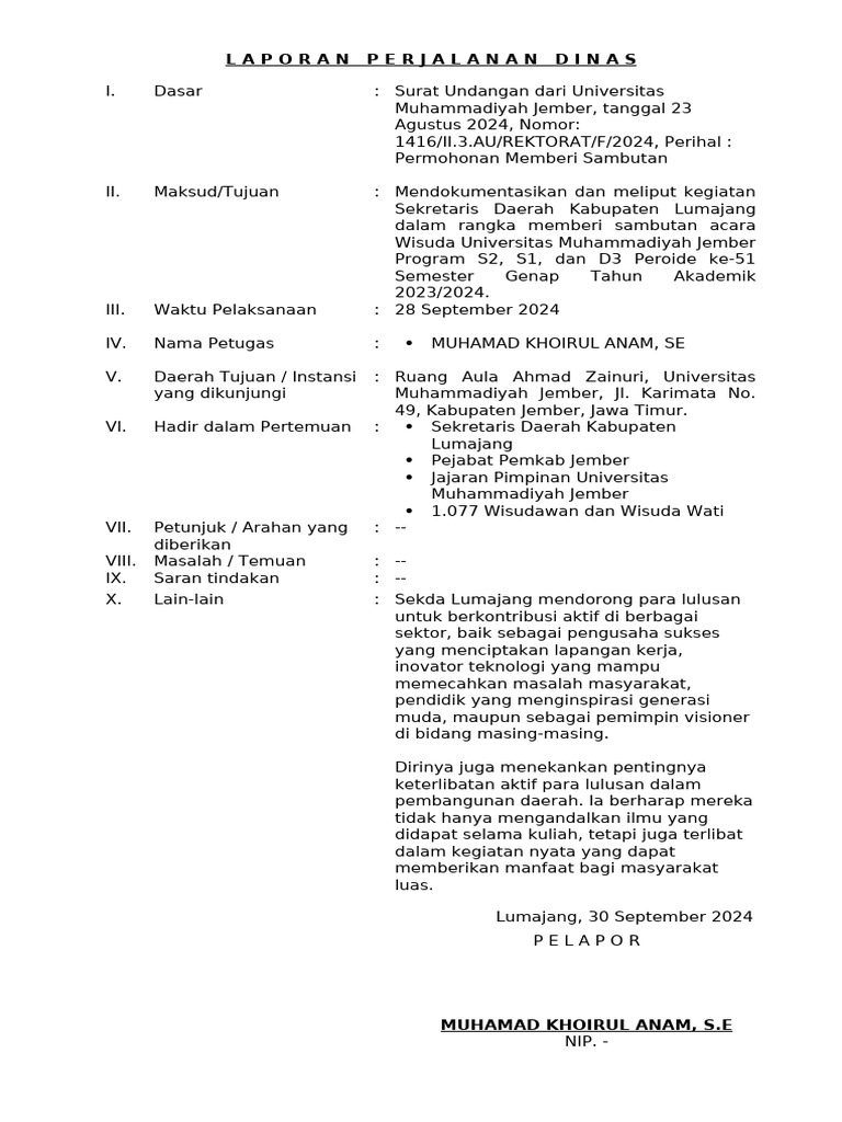 Laporan Perjalanan Dinas | PDF