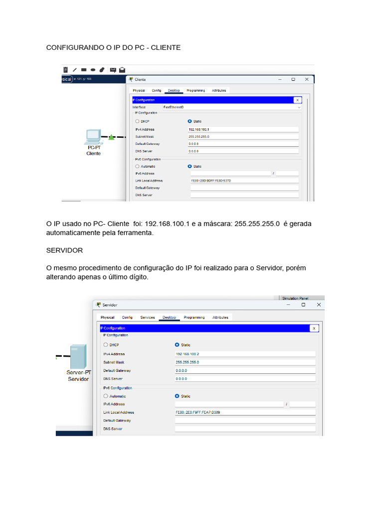 Configurando o Ip Do PC - Cliente | PDF | Computadores