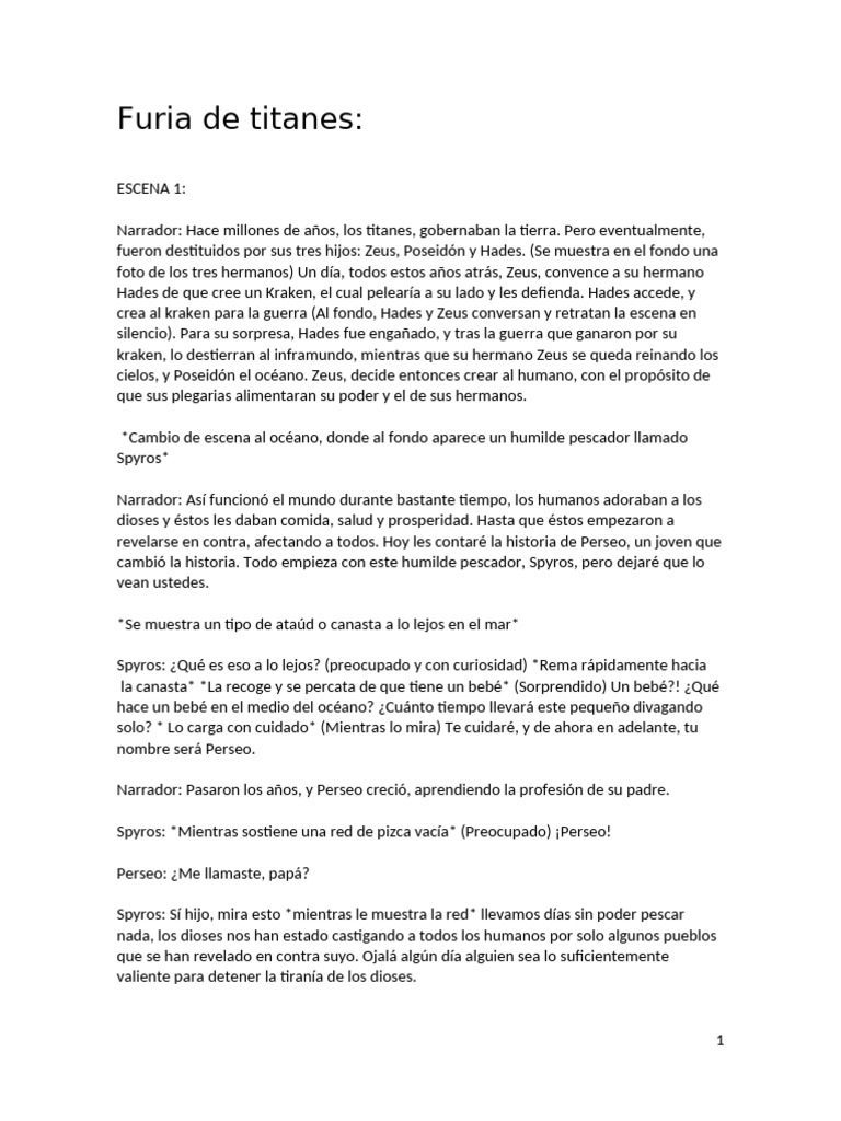 Furia de Titanes Guión 1.0 | PDF | infierno