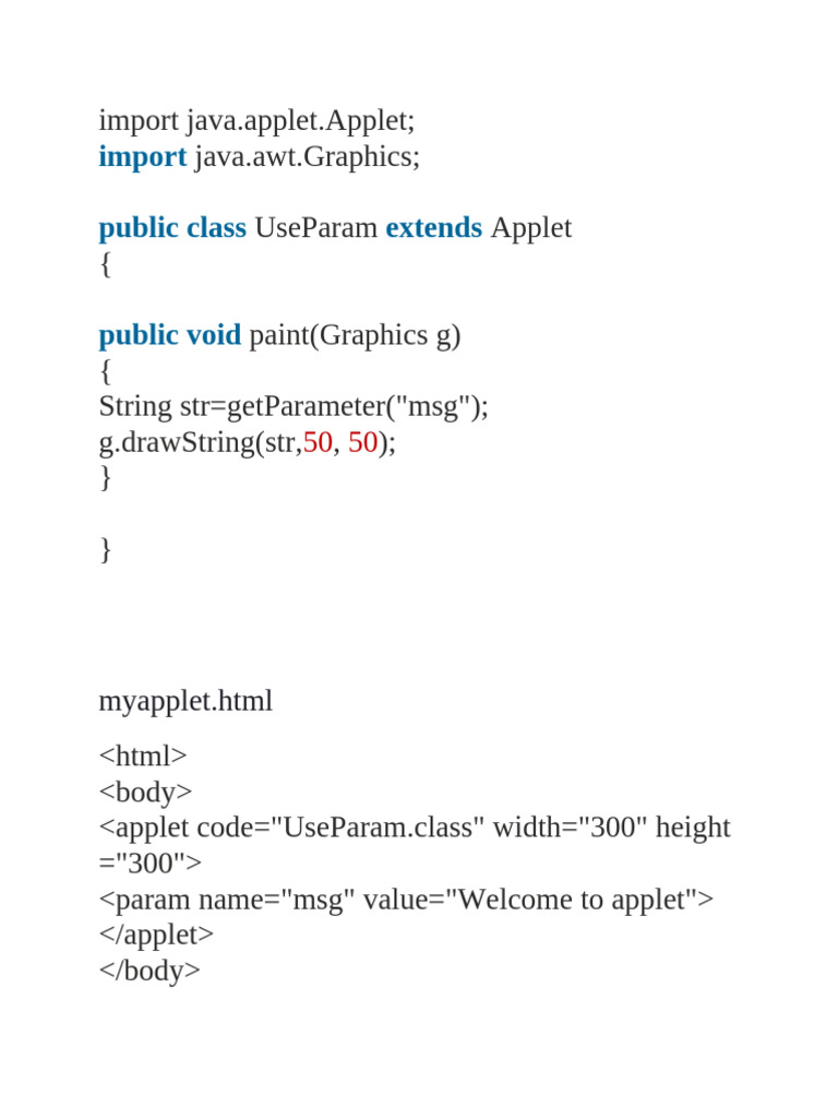 Applet Parameter Passing | PDF