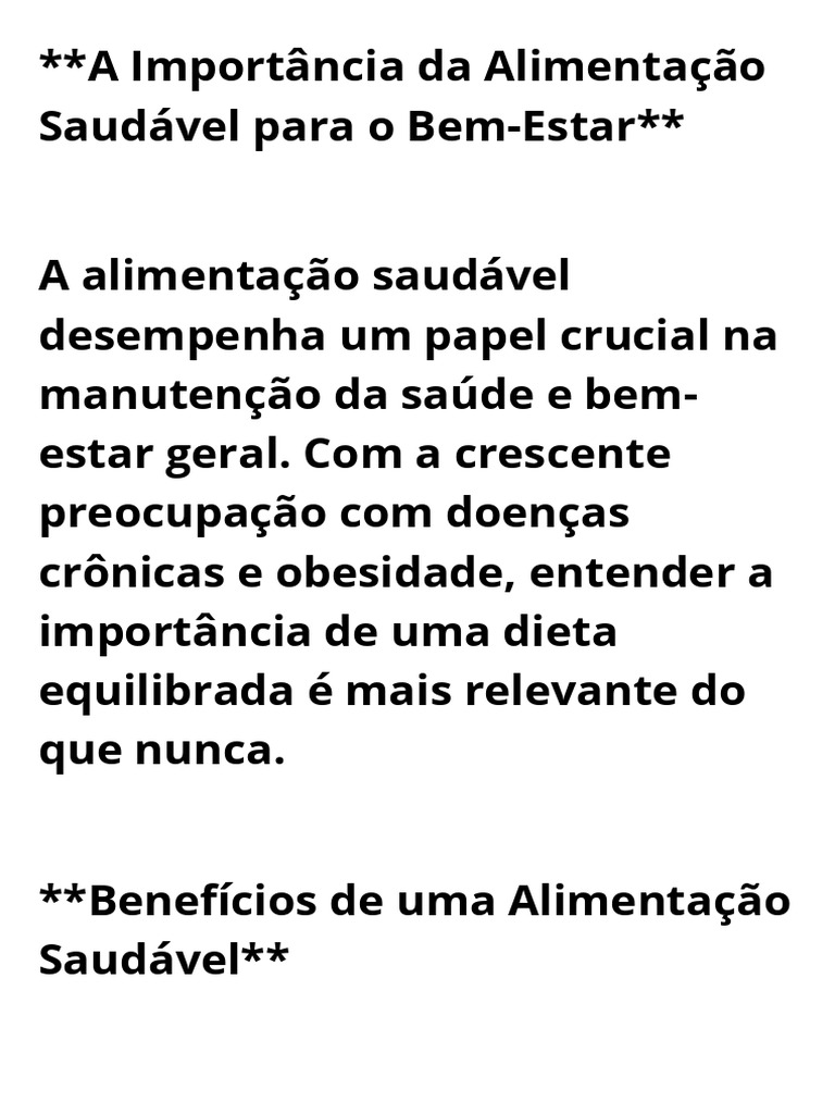 A Importância Da Alimentação Saudável para o Bem-Estar - 20241015 ...