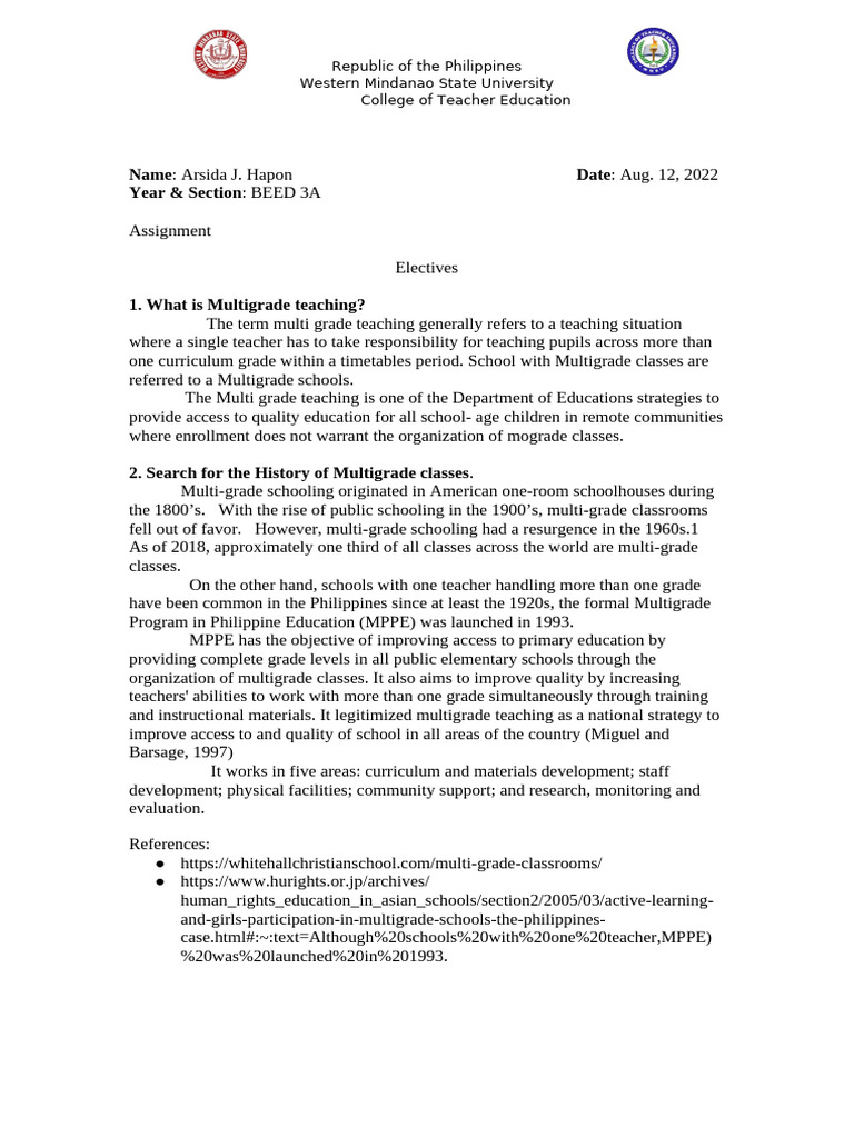 Electives Task 1 | PDF
