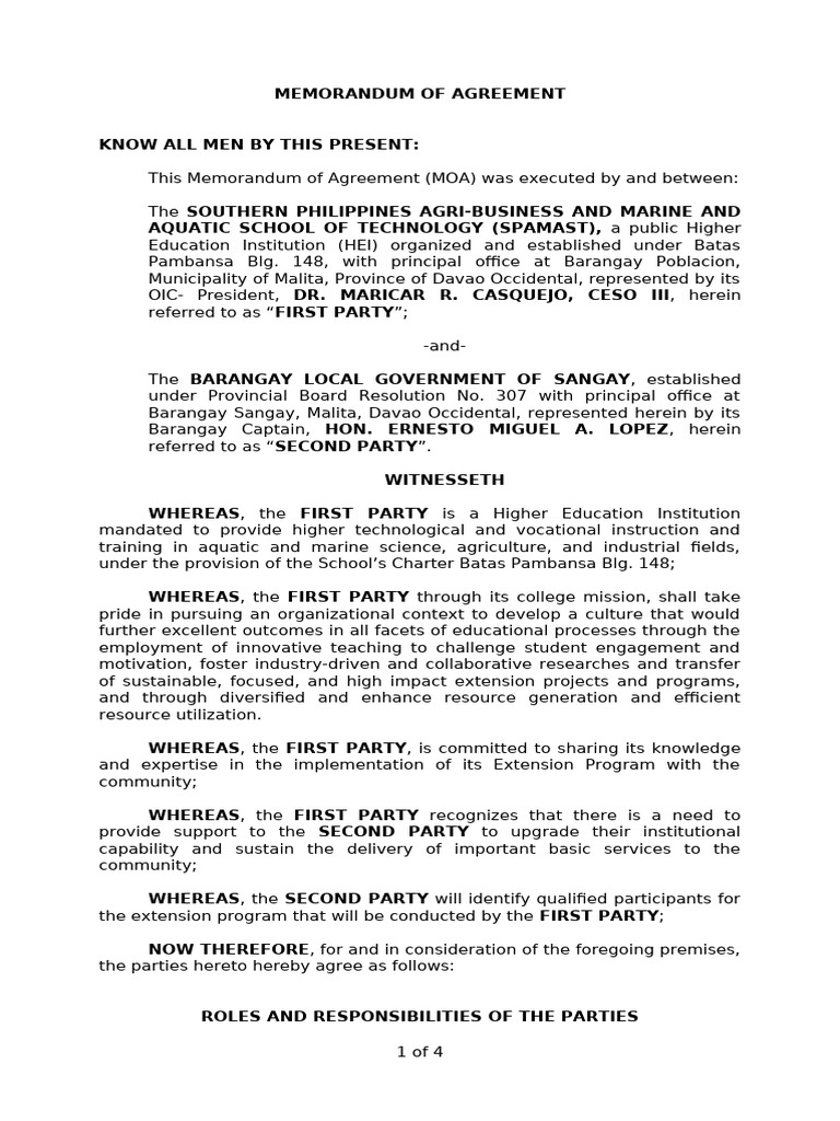 MOA-SPAMAST-BSCrim-and-SANGAY-Extension | PDF