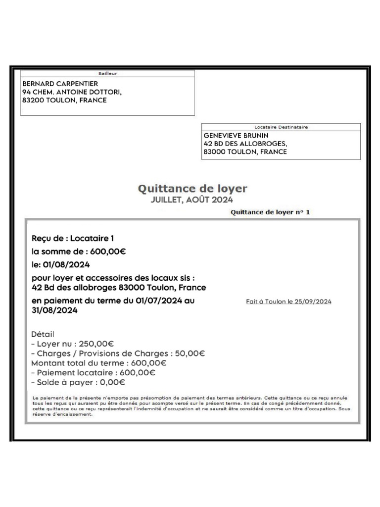 Quittance de Loyer | PDF