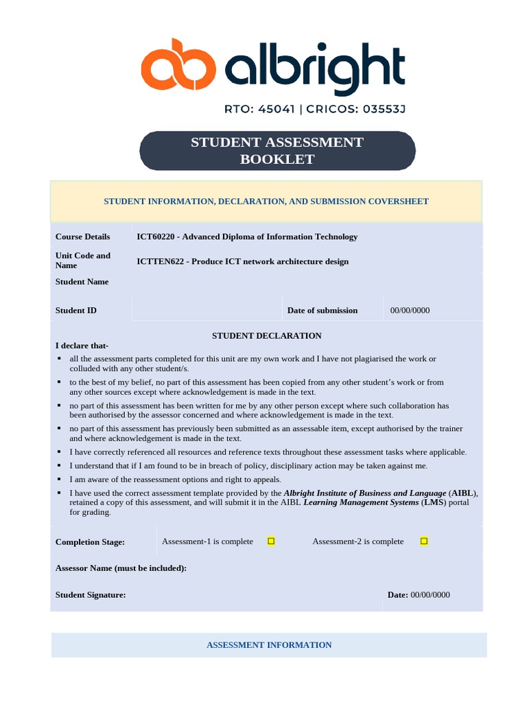 ICTTEN622 Student Assessment Booklet V2.0 (PDF Version) TRG-DOC-09 ...