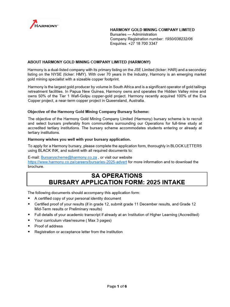 2025 Bursary Application Form | PDF