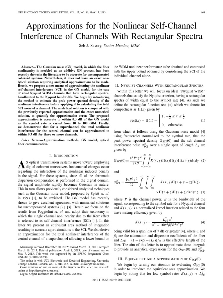 [Artigo] Approximations for the Nonlinear Self-Channel Interference of ...