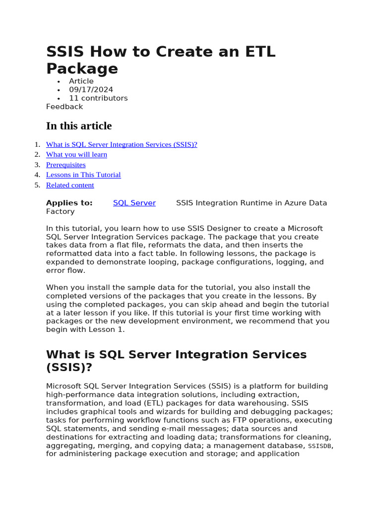 SSIS How To Create An ETL Package | PDF