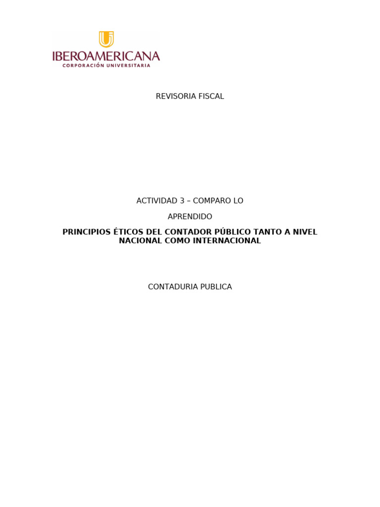 Revisoria Fiscal - Act3 - principiosETICOS | PDF