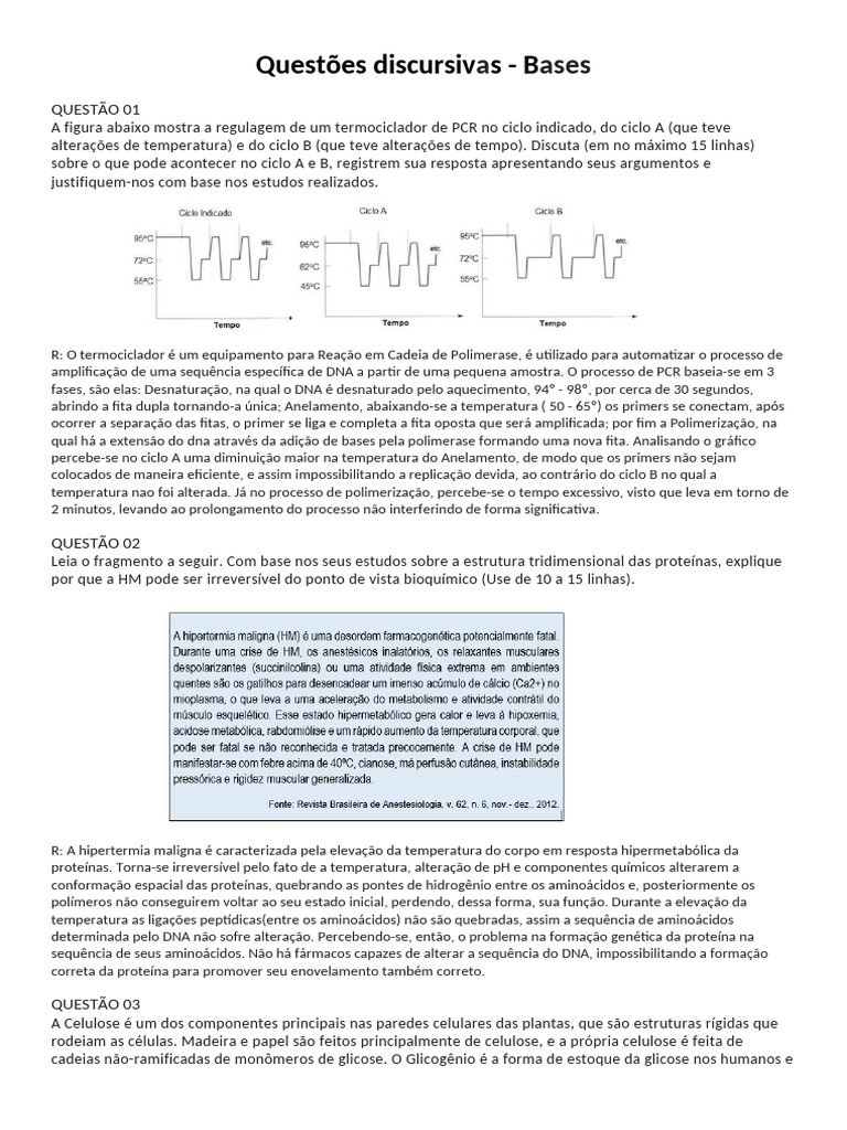 Questões Discursivas Bases pr2 | PDF