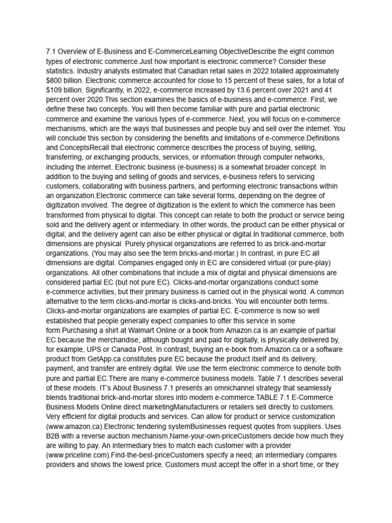 7.1 Overview of E-Business and E-Commerce | PDF | Emv | Business