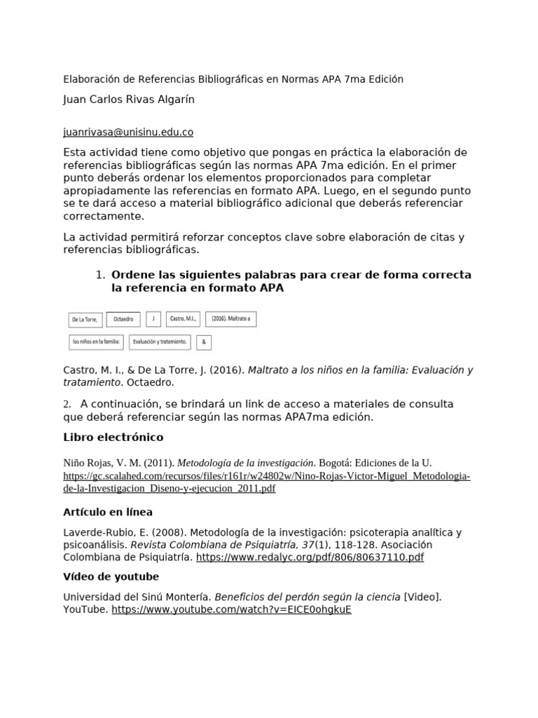 Elaboración de Referencias Bibliográficas en Normas APA 7ma Edición | PDF