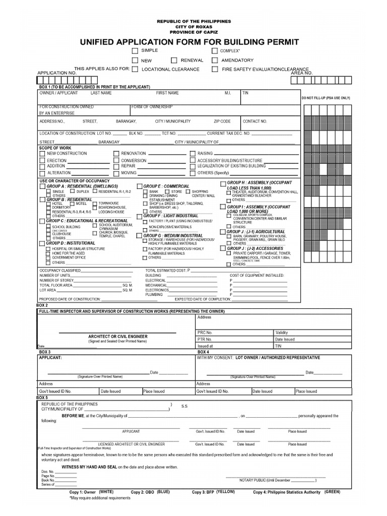 Unified Application For BLDG Permit | PDF