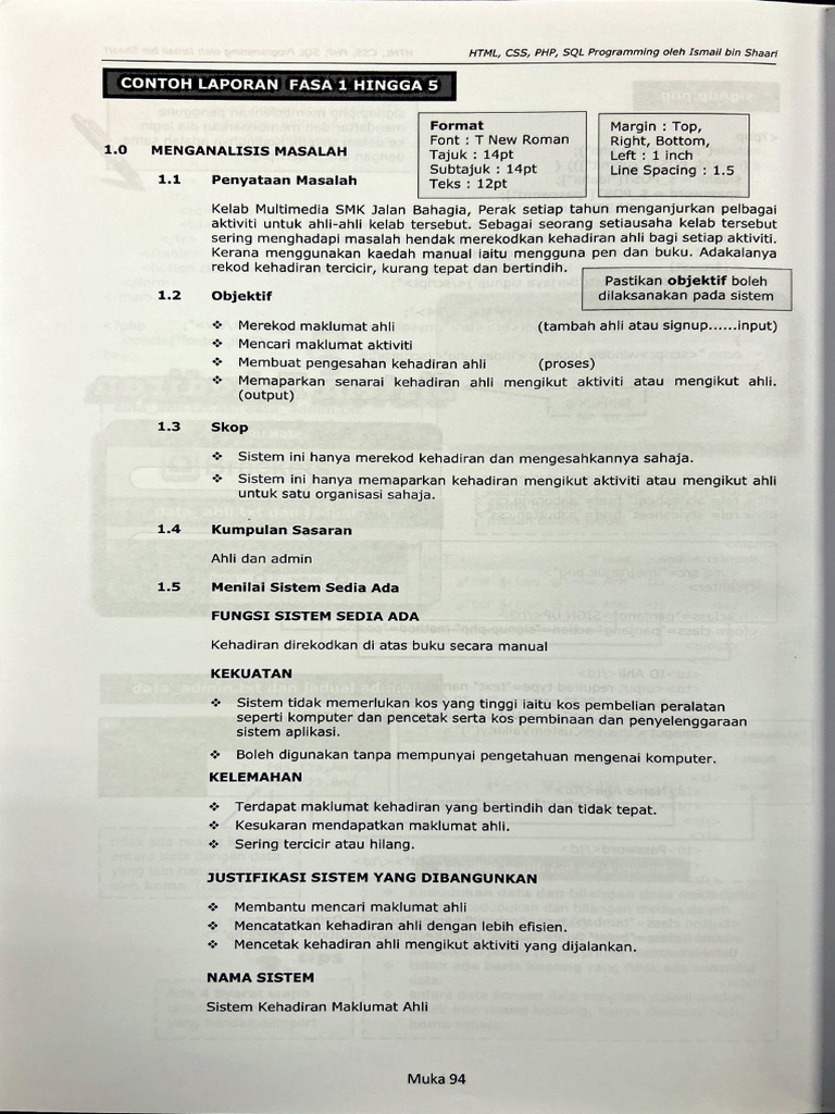 Contoh Laporan Projek SK 2004 | PDF
