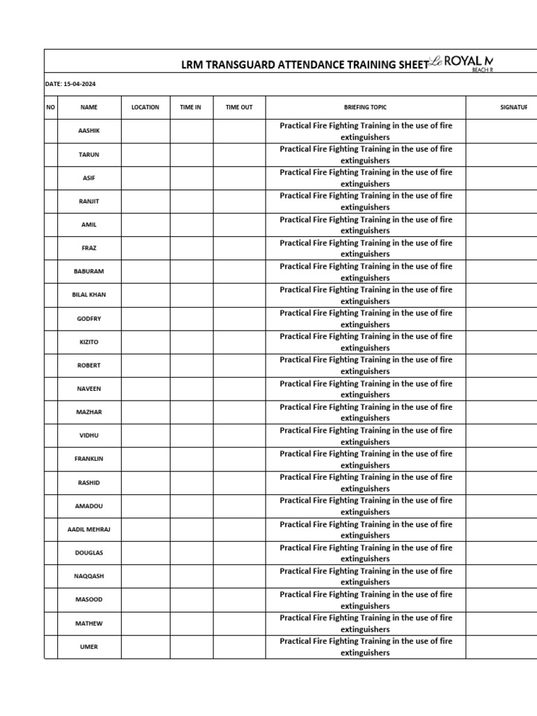 (BRIFING) TG Attendance Training - Template-New | PDF
