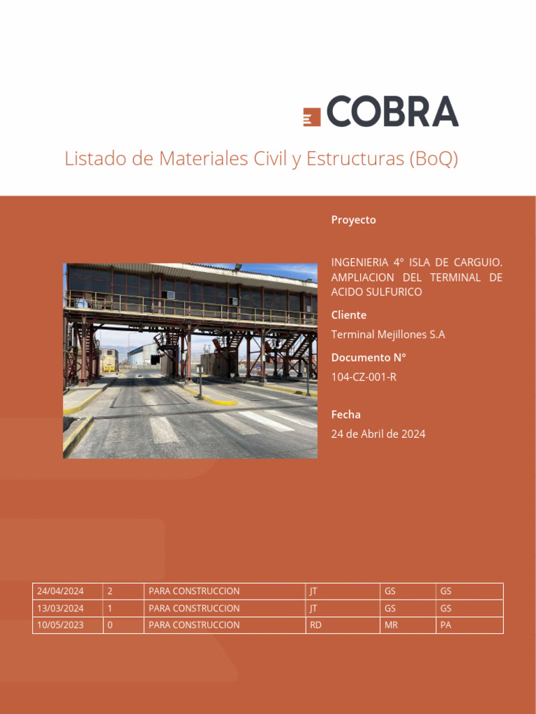 Listado de Materiales Civil Y Estructuras (Boq) : Proyecto | PDF