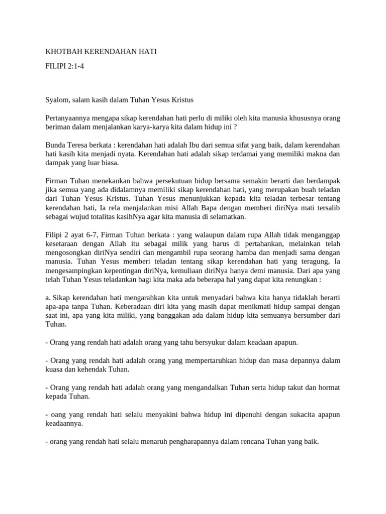 Khotbah Kerendahan Hati | PDF